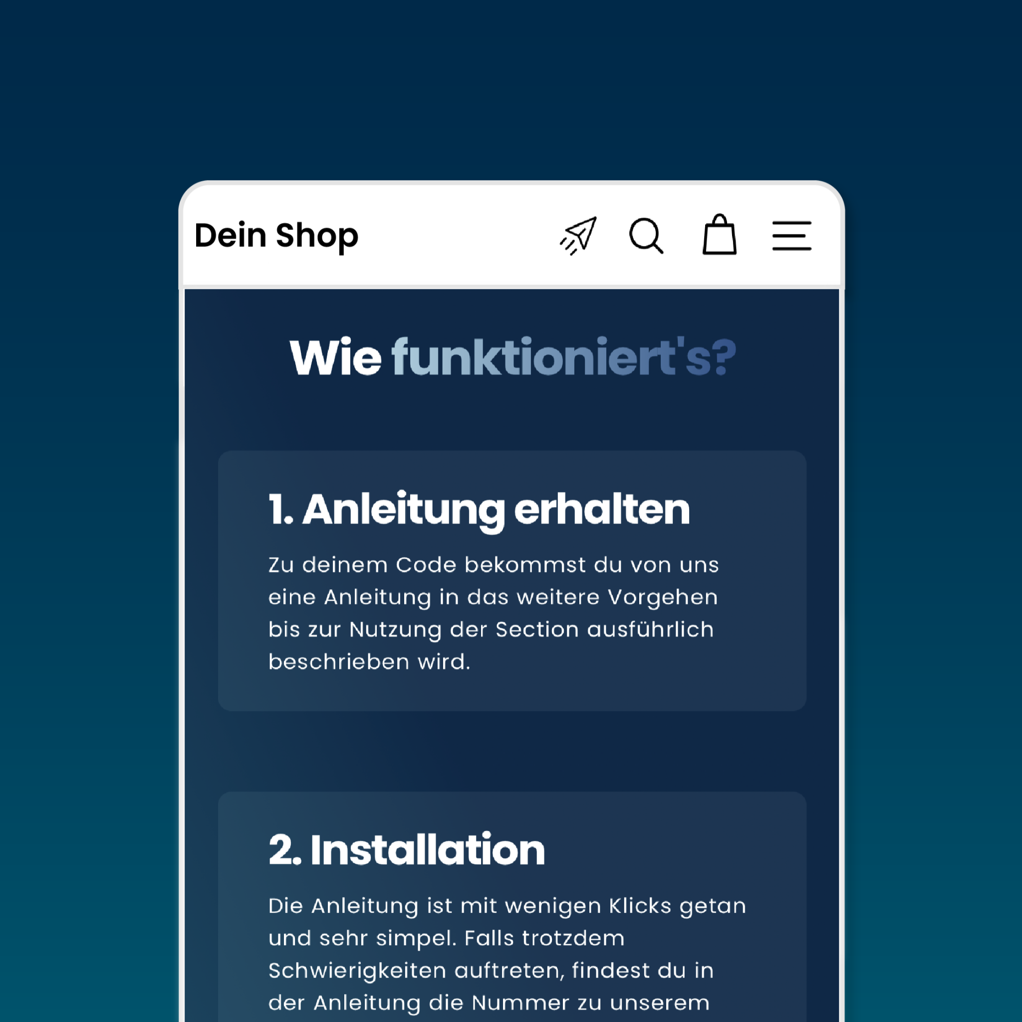 Schritt für Schritt Anzeige Section für Shopify | Individuelle Layout ...